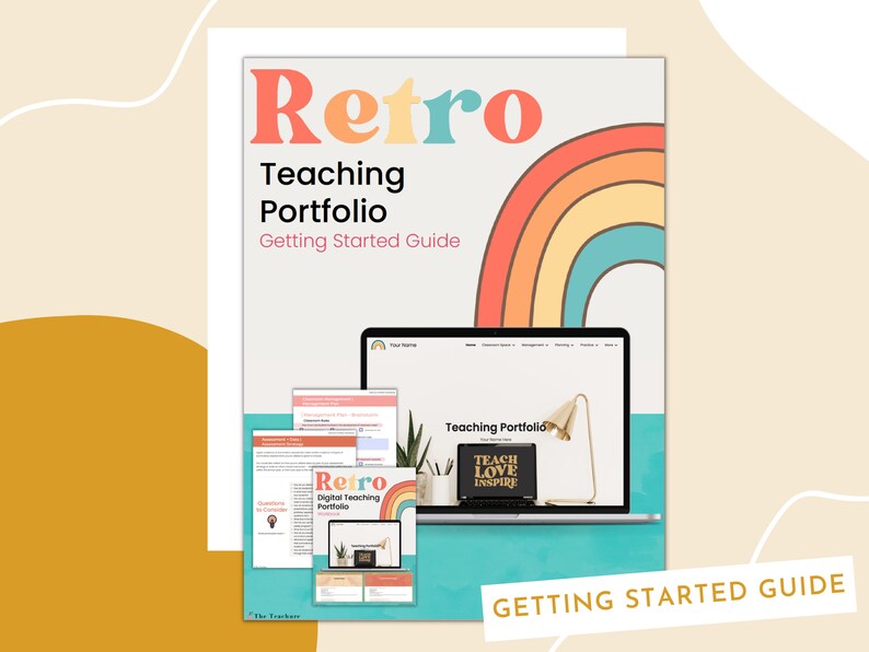 Retro Digital Teaching Portfolio Bundle - Etsy