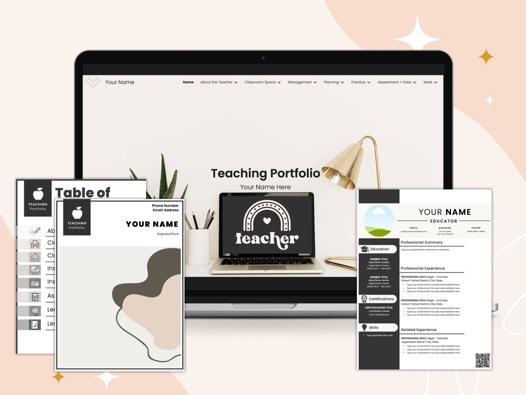 Neutral | Digital Teaching Portfolio Bundle - Teacher Portfolio Google ...