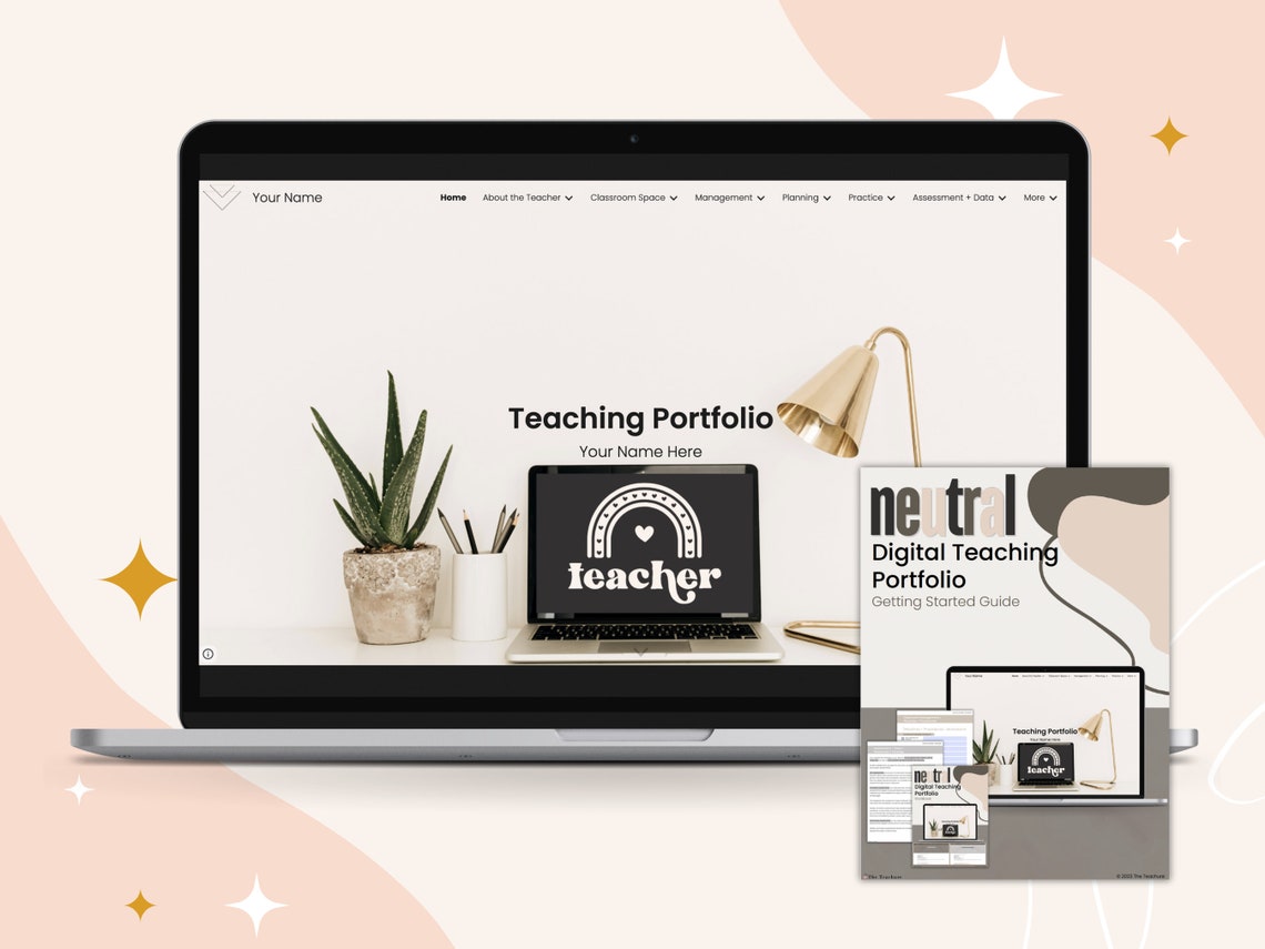 Neutral | DELUXE Digital Teaching Portfolio - Teacher Portfolio Google ...