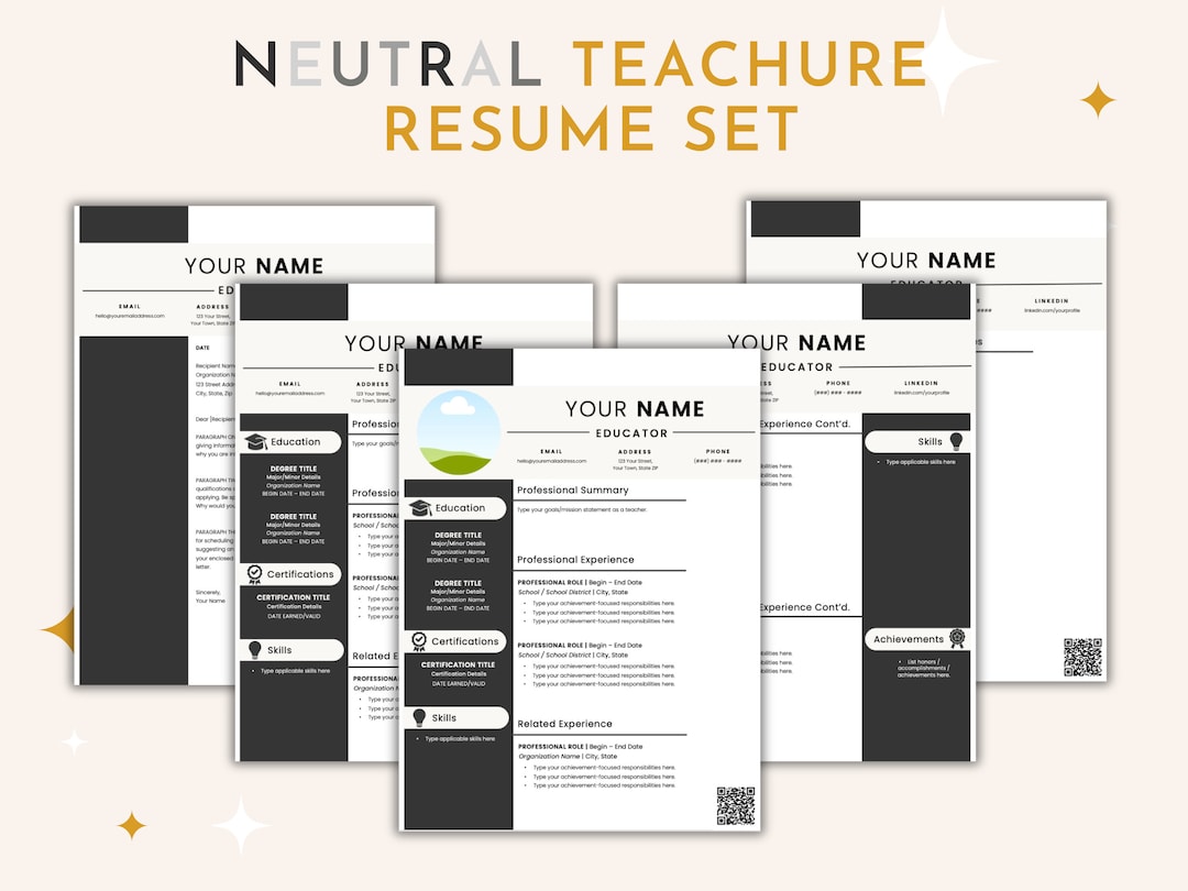 Neutral | Teaching Resume Template | Powerpoint + Google Slides - Etsy