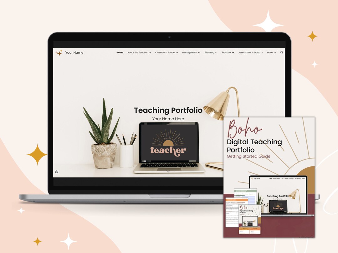 Boho | DELUXE Digital Teaching Portfolio - Teacher Portfolio Google Site, Educator Portfolio - Etsy