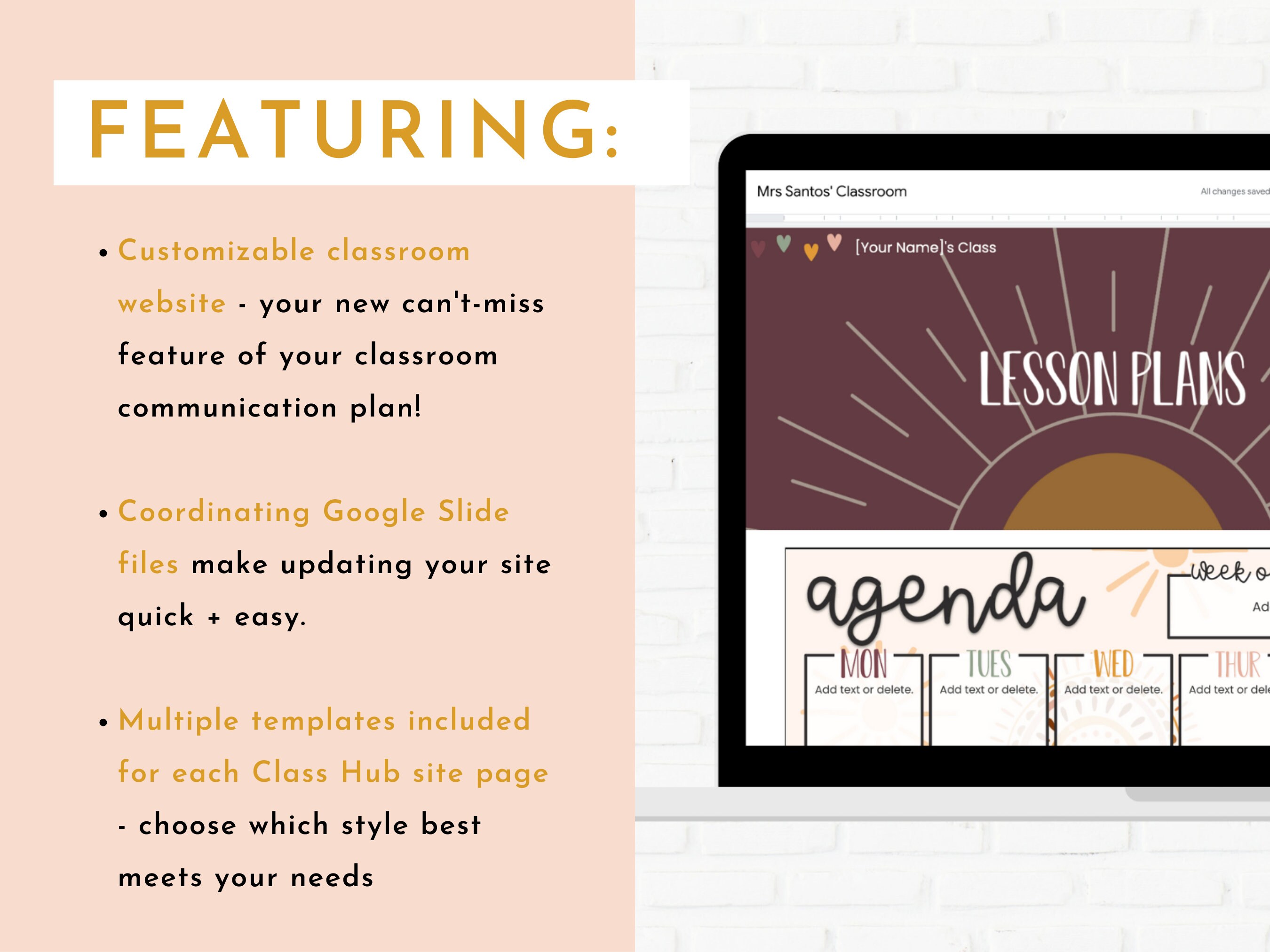Boho Class Hub Website | Classroom Google Site, Digital Classroom ...