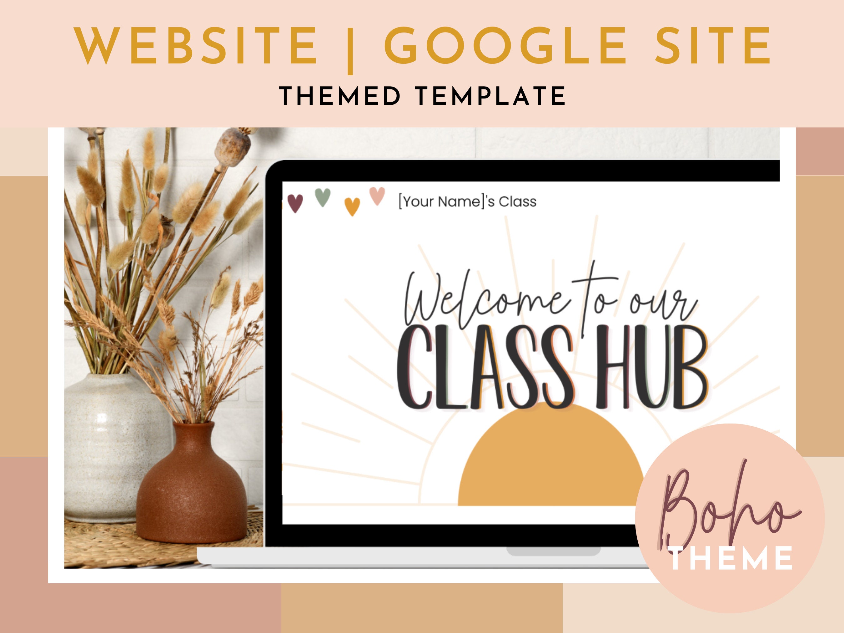 Boho Class Hub Website | Classroom Google Site, Digital Classroom ...