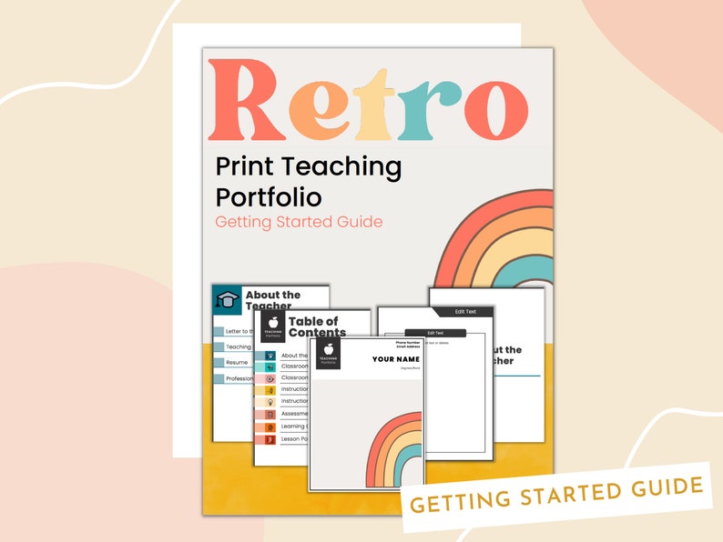 Retro | Print Digital Teaching Portfolio | Powerpoint + Google Slides ...