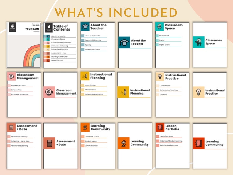 Retro | Print Digital Teaching Portfolio | Powerpoint + Google Slides ...