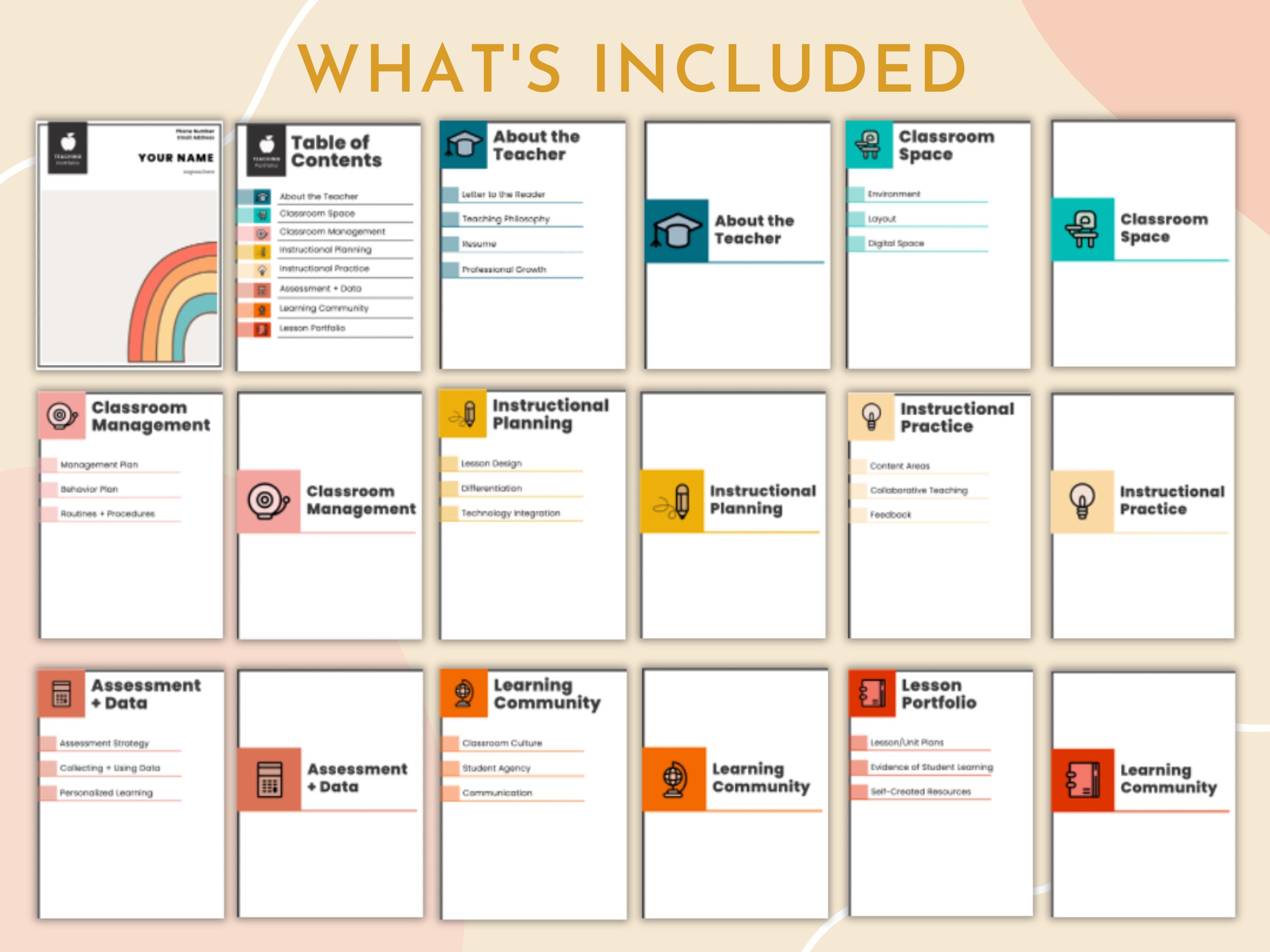 Retro | Print Digital Teaching Portfolio | Powerpoint + Google Slides ...