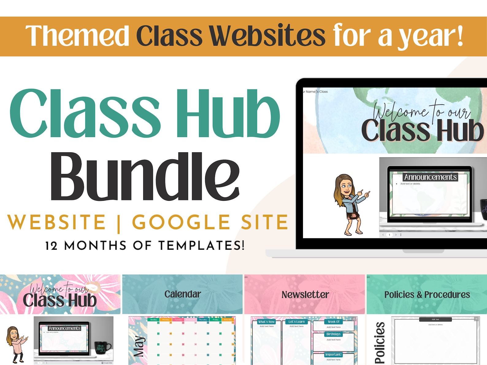 Class Hub Website – 12 Month Google Site Template Bundle (digital ...