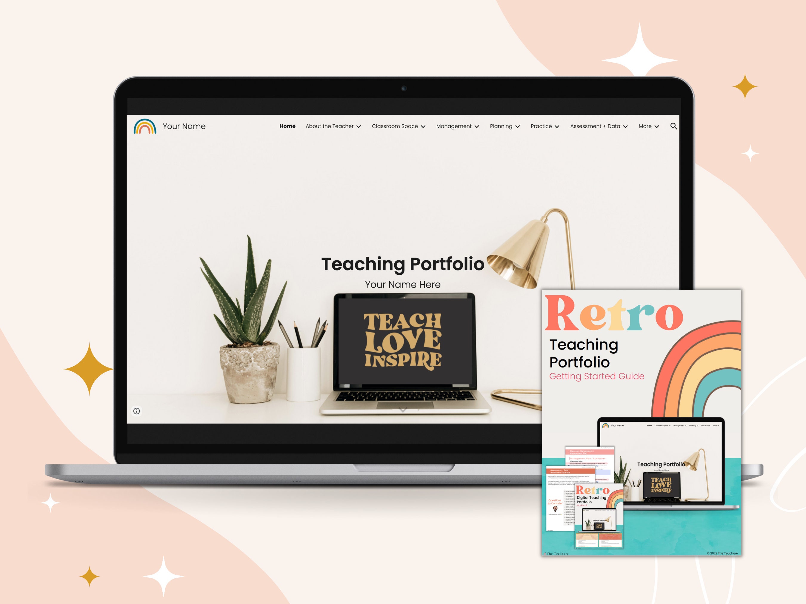 Retro | DELUXE Digital Teaching Portfolio - Teacher Portfolio Google ...