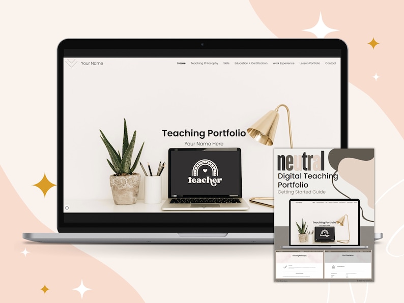 Neutral Digital Teaching Portfolio | Google Site Template (PDF Guide ...