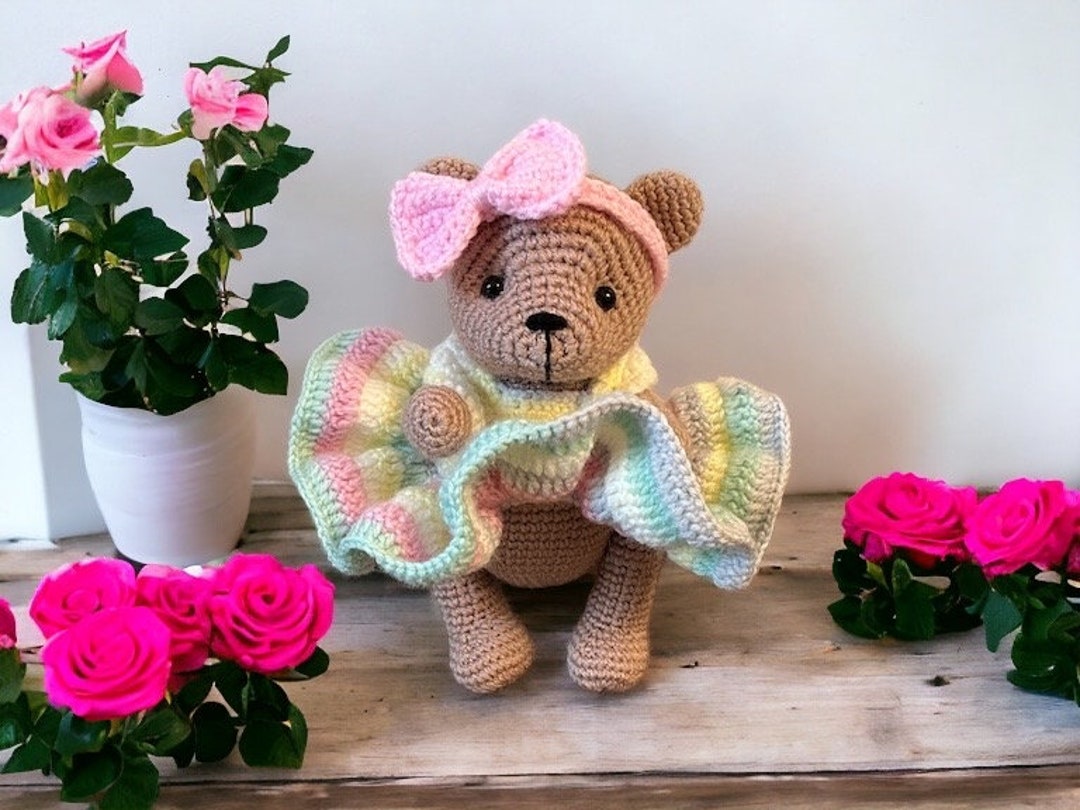 Summer Dress Teddy Bear Crochet Pattern. PDF Tutorial. Amigurumi Bear ...