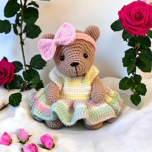 Summer Dress Teddy Bear Crochet Pattern. PDF Tutorial. Amigurumi Bear ...