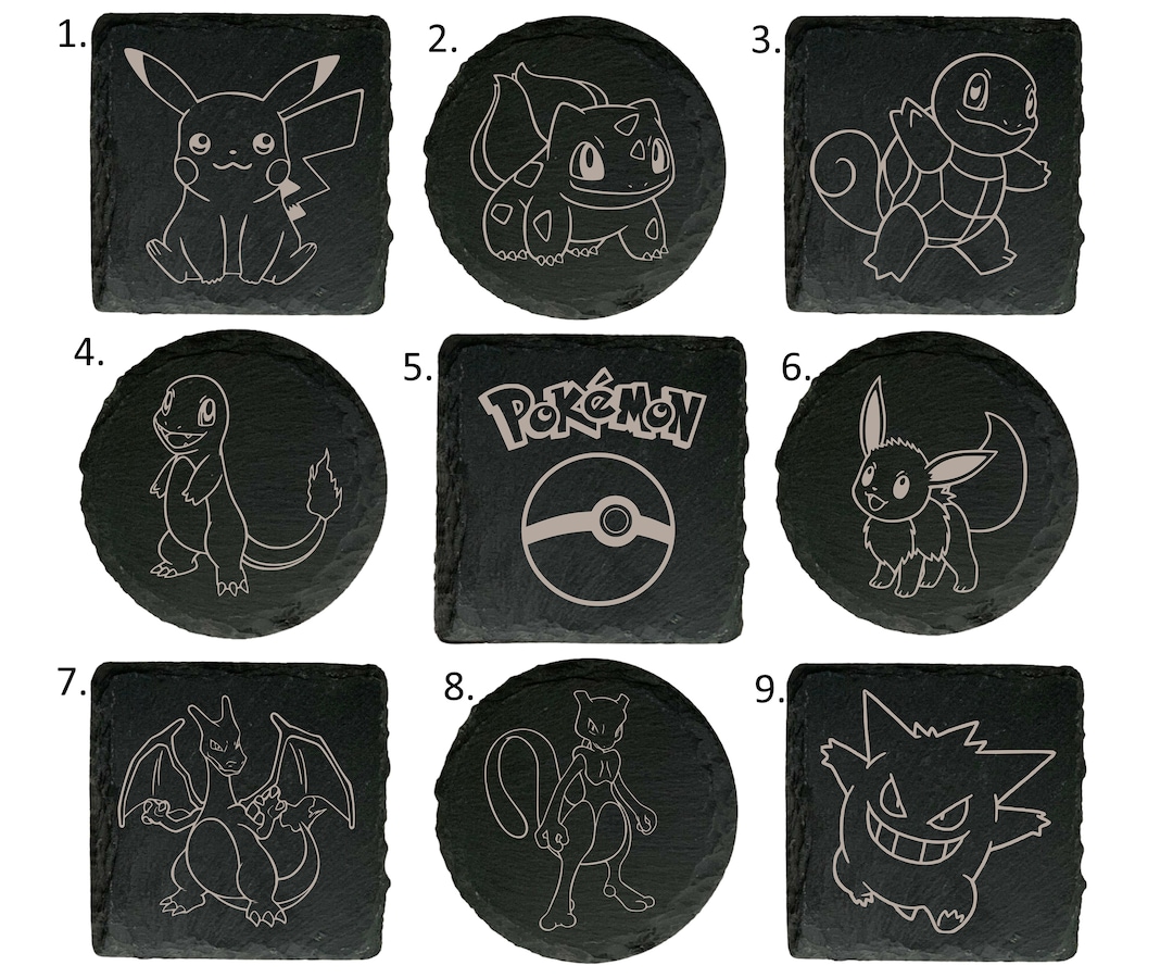 Pokemon Inspired Natural Slate Coasters Square or Round Great Gift ...