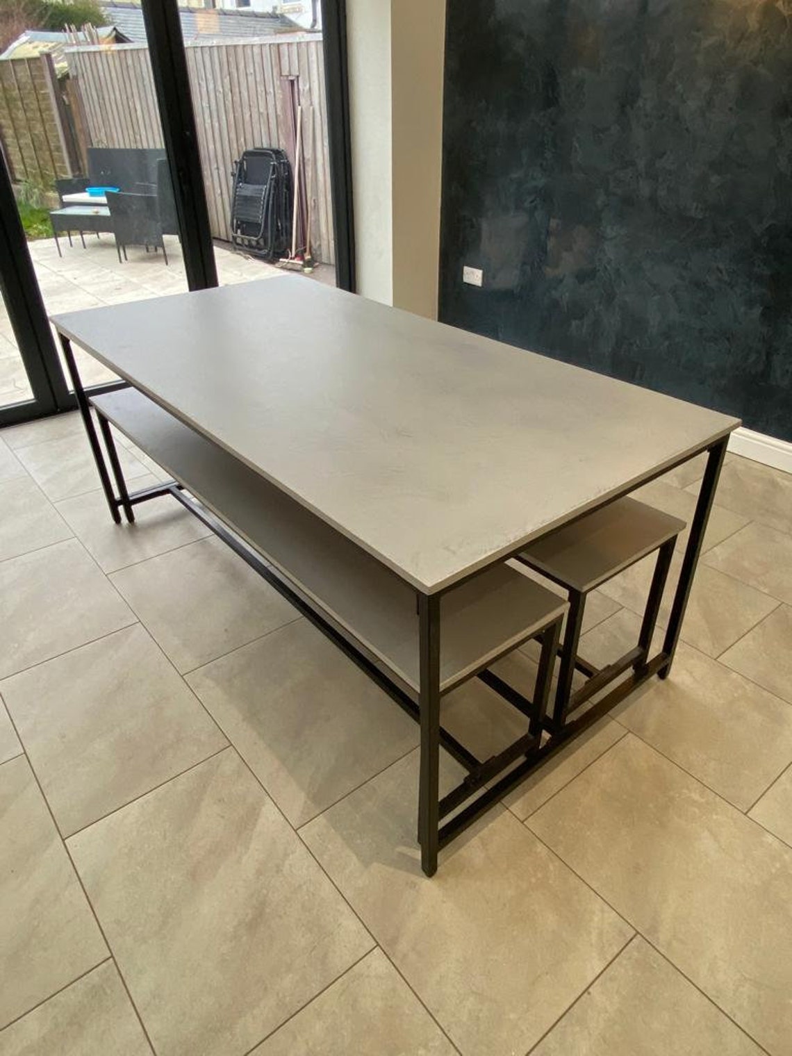 Bespoke Made to Order Microcement Polished Concrete and Steel Table ...