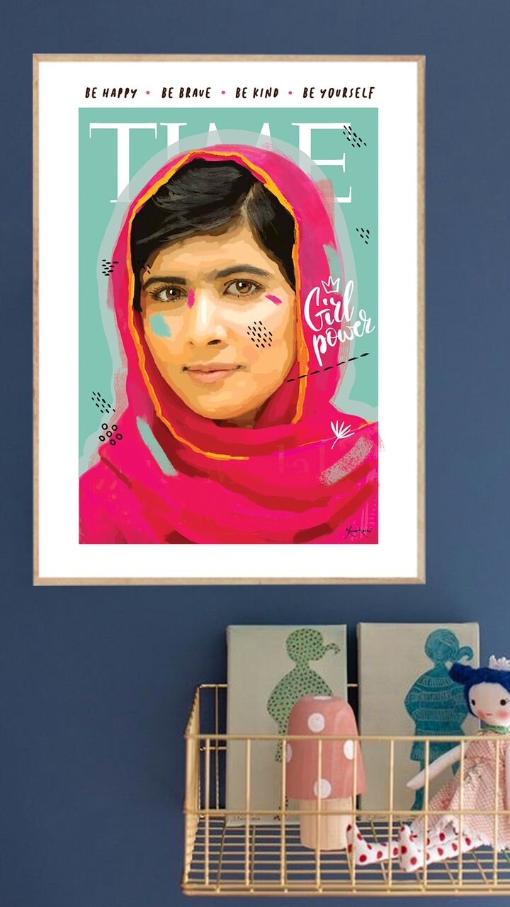 Malala Yousafzai Illustration Poster, Wall Art Printing Poster, Home ...
