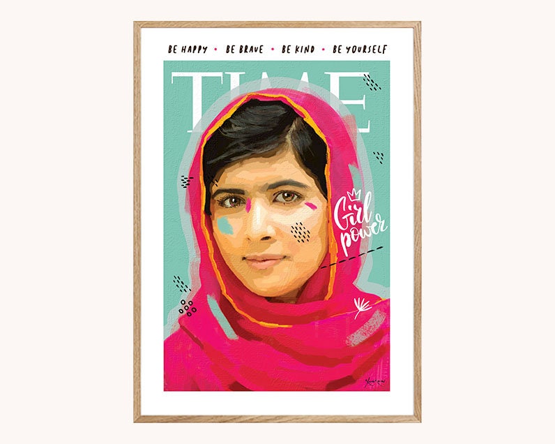 Malala Yousafzai Illustration Poster, Wall Art Printing Poster, Home ...