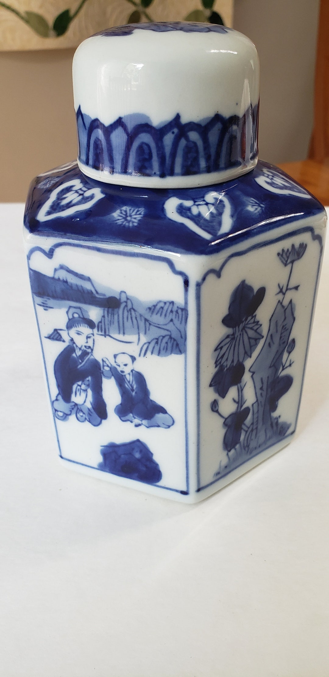 Vintage Chinese Hexagonal Porcelain Tea Jar - Etsy
