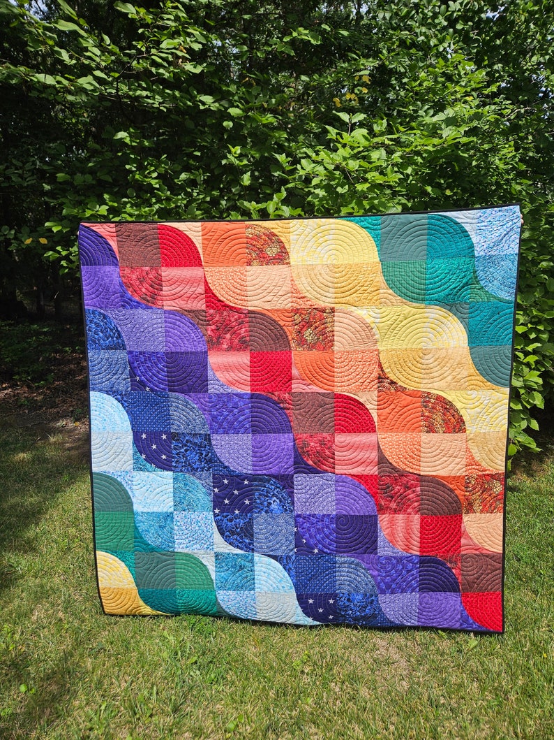 Rainbow Falls Quilt a Curvy Rainbow Inspired Throw/lap/baby - Etsy