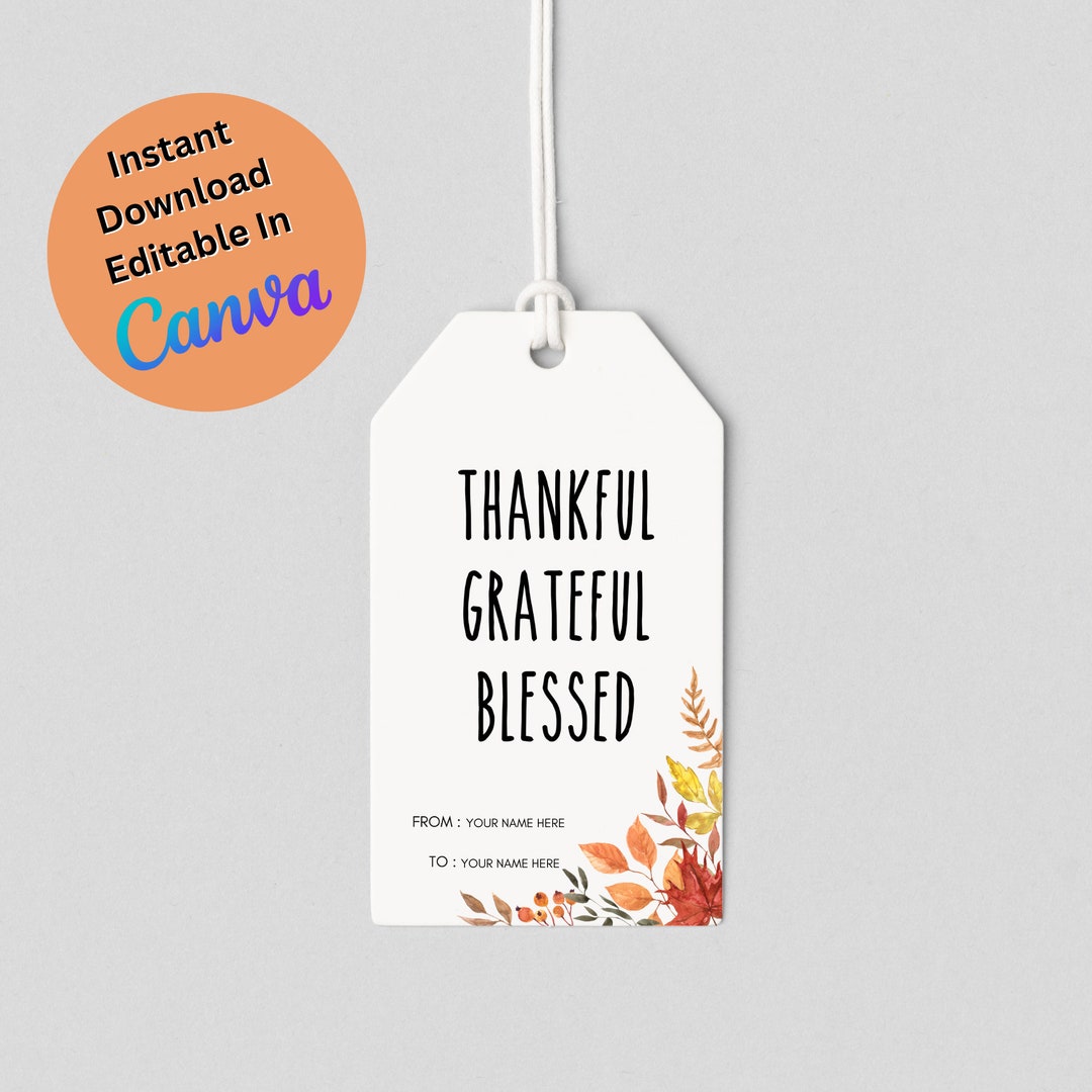 Editable Gift Tags Thank You Tags Thanksgiving Gift Tags Favor - Etsy