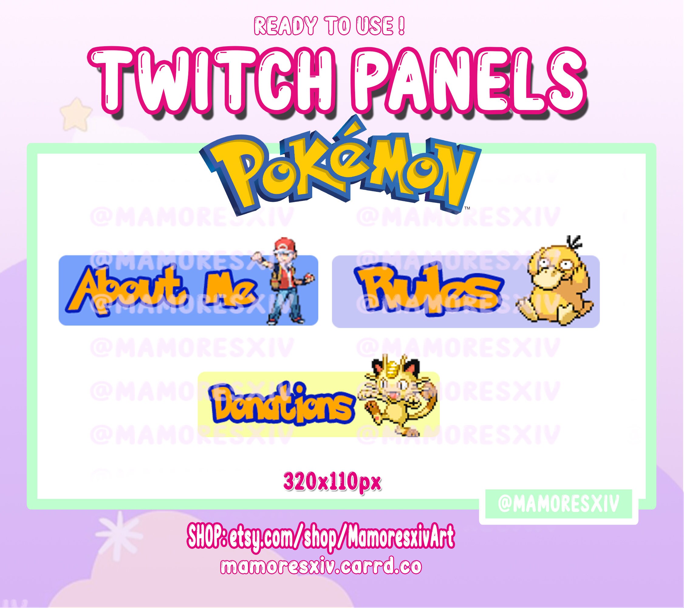 3x Twitch Panels Pokemon | Pokemon Pixel Art | Twitch Pixel Art Panels ...