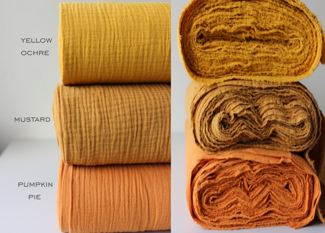Cotton Muslin Fabric - Yellow / Mustard / Orange - Double Gauze - Etsy