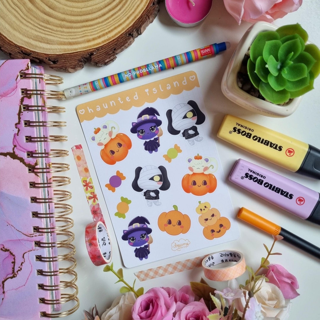 Haunted Island Stickers | Animal Crossing Halloween Waterproof Vinyl ...