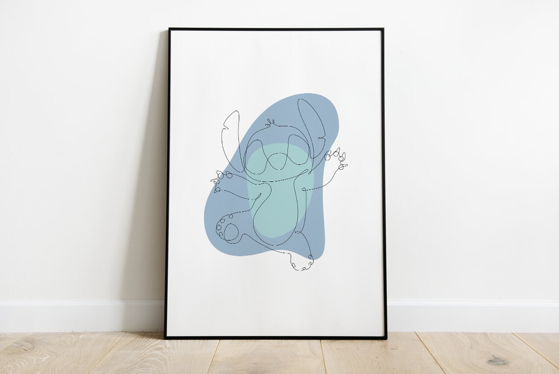 Lilo & Stitch Stitch One Line Cartoon Printable Art | Etsy Canada