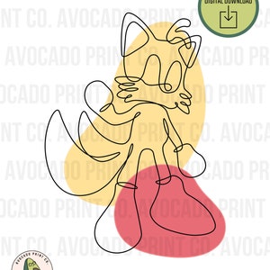 Sonic the Hedgehog - Tails | One Line Cartoon Printable Art | Digital ...