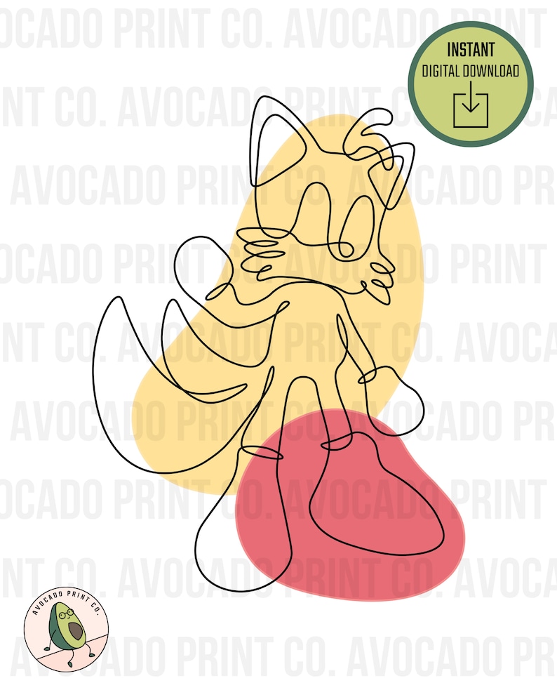 Sonic the Hedgehog - Tails | One Line Cartoon Printable Art | Digital ...