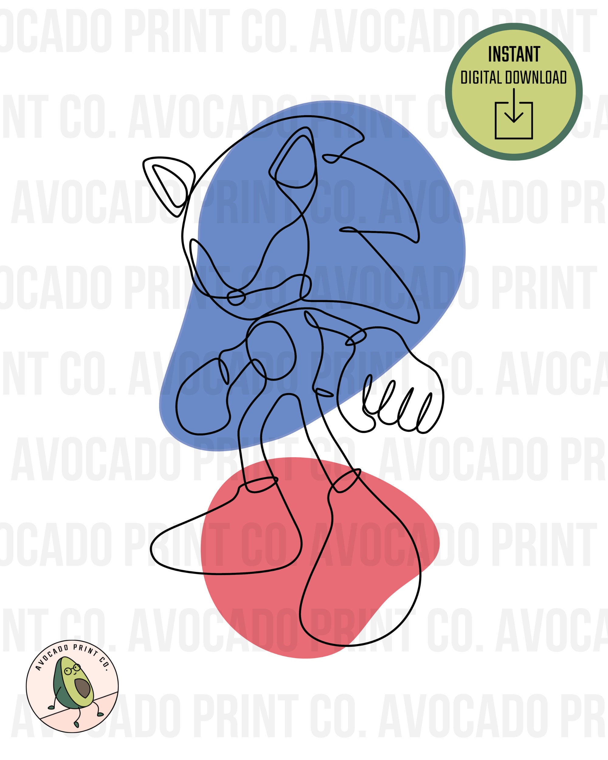 Sonic the Hedgehog - Sonic | One Line Cartoon Printable Art | Digital ...