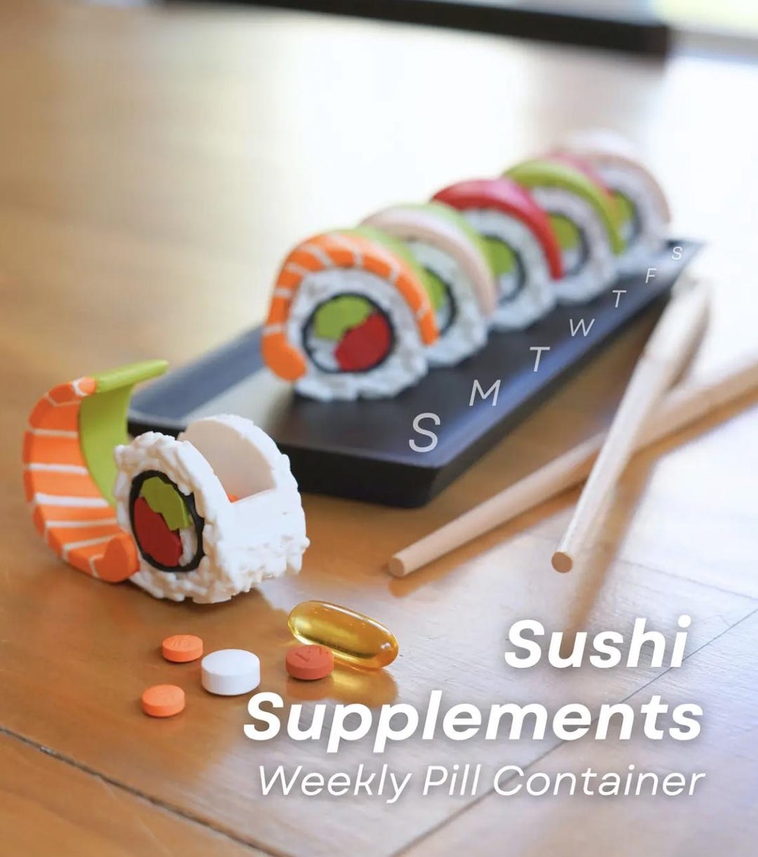 Fun Cute Sushi Lovers Pill Box | Weekly Vitamin Supplements Travel ...
