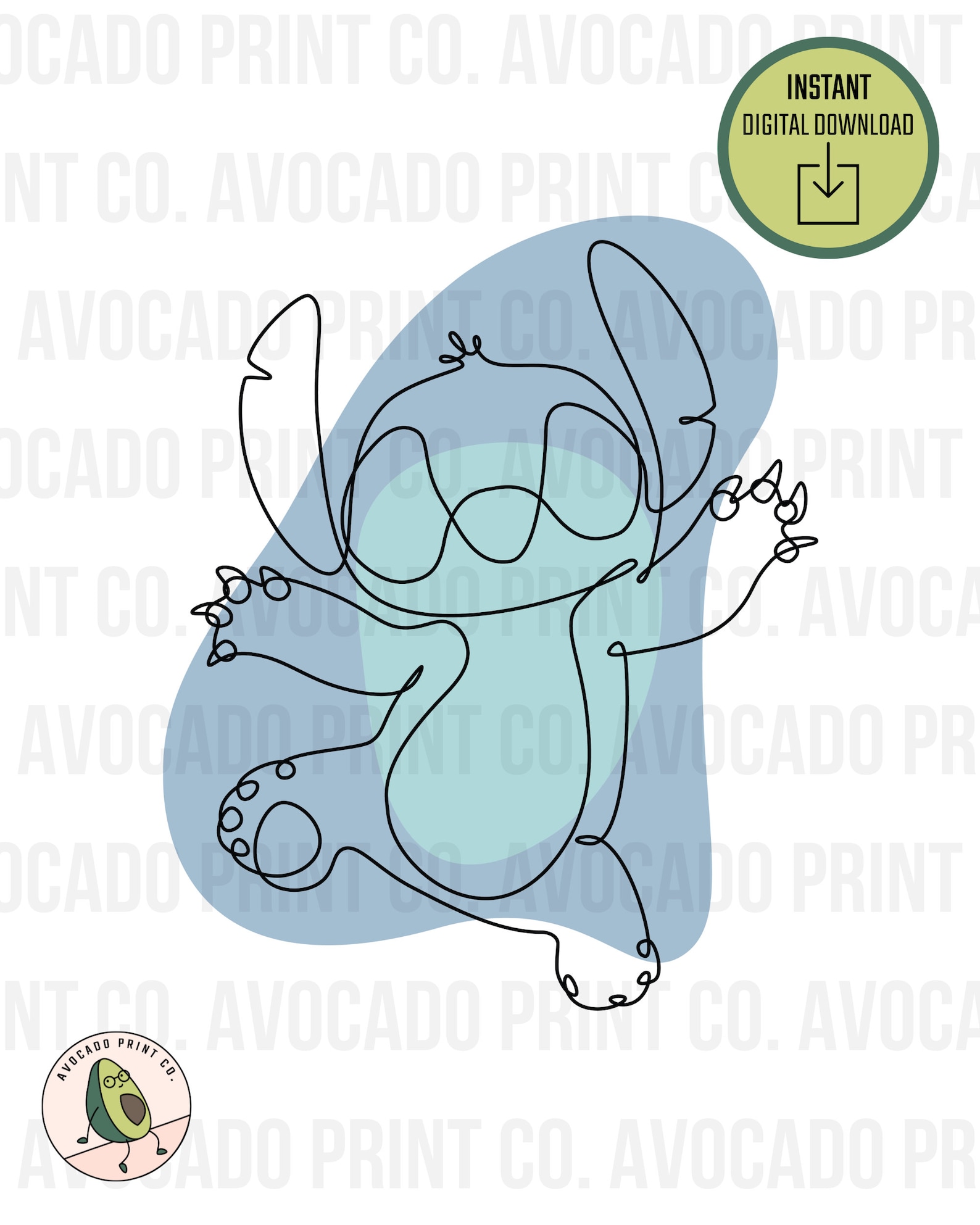 Lilo & Stitch - Stitch | One Line Cartoon Printable Art | Digital ...