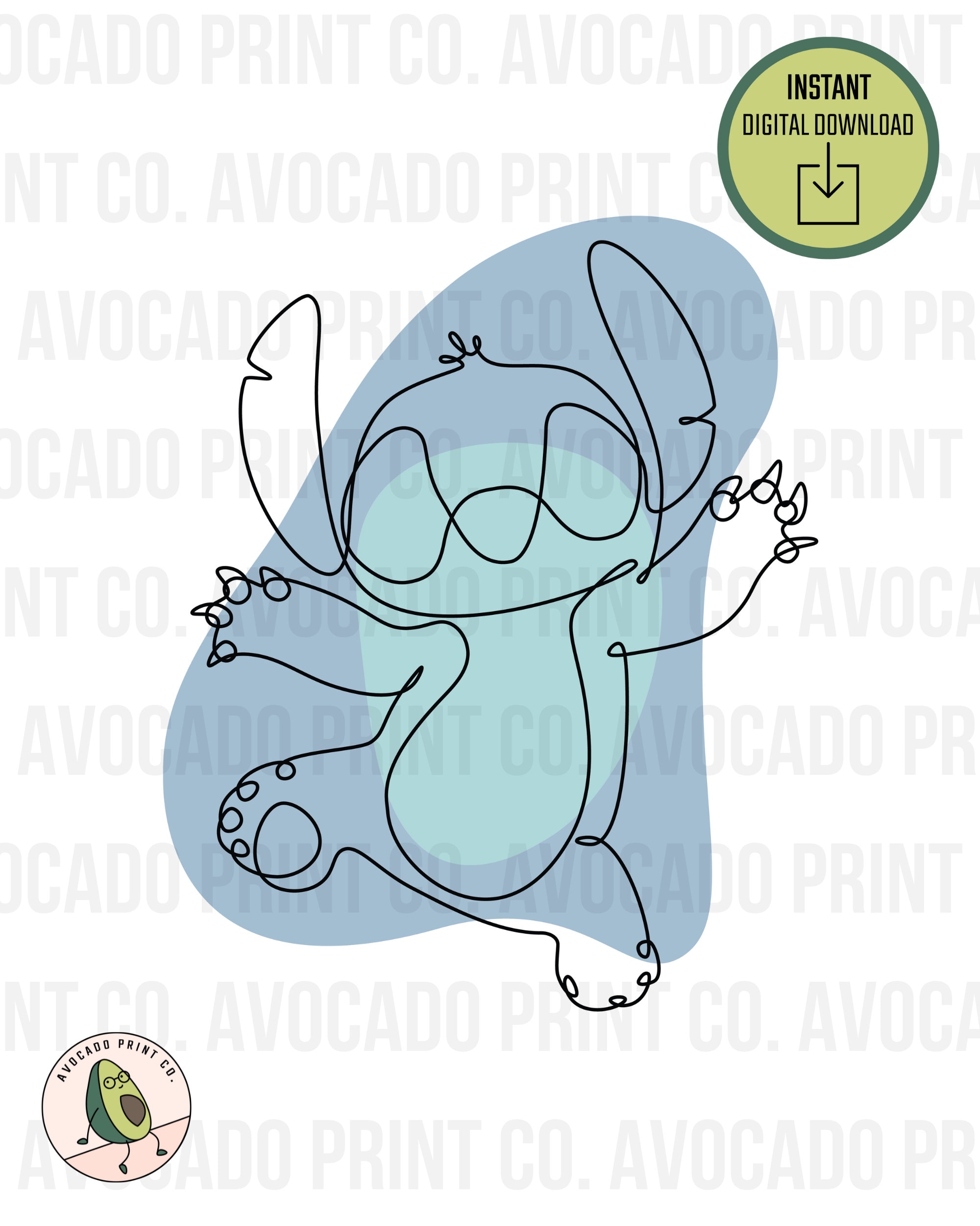Lilo & Stitch - Stitch | One Line Cartoon Printable Art | Digital ...