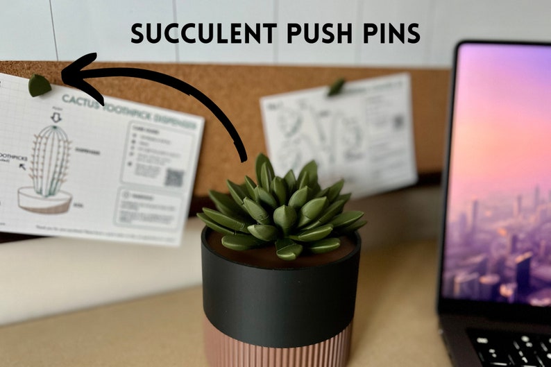 Succulent Push Pins 3D Printed House Plant | Minimalist Home Decor - Etsy
