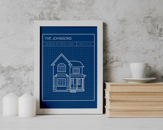 Custom House Portrait Blueprint Digital Print - Etsy