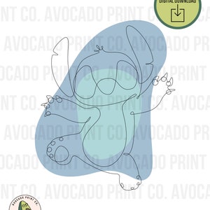 Lilo & Stitch Stitch One Line Cartoon Printable Art | Etsy Canada