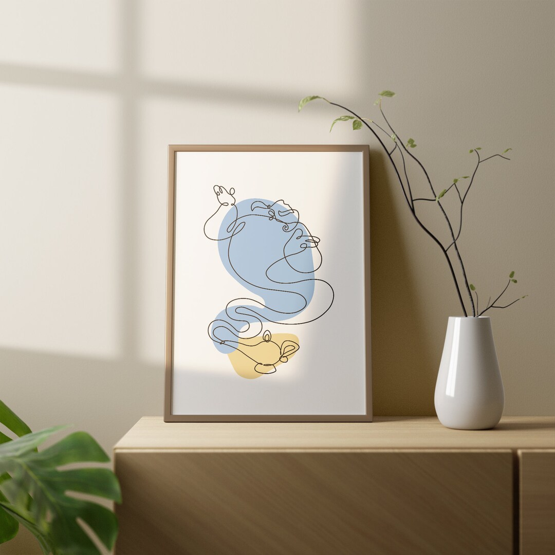 Aladdin - Genie | One Line Boho Printable Art | Digital Download - Etsy