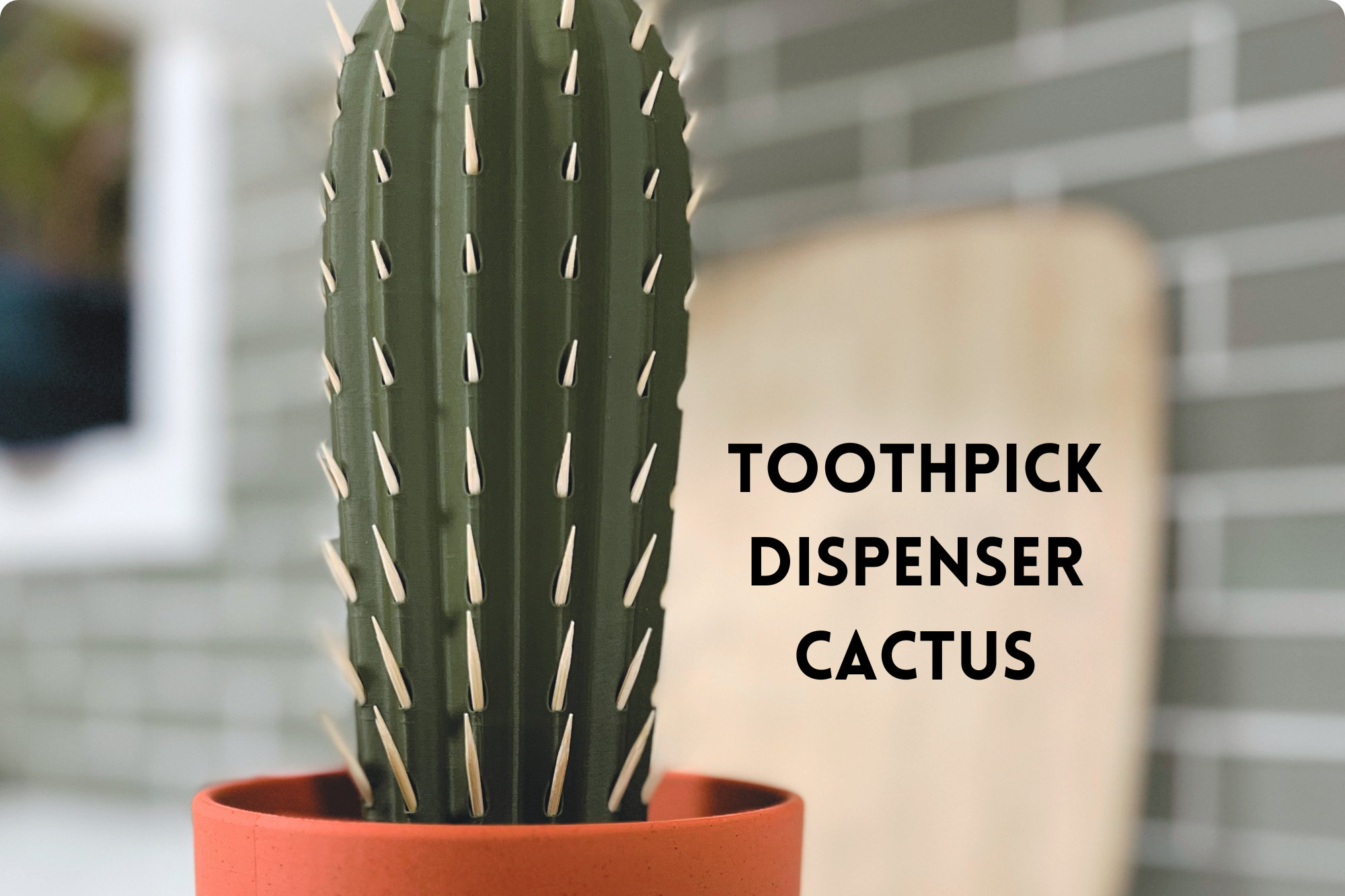 Cactus Toothpick Dispenser 3D Printed House Plant Minimalist Home Decor ...