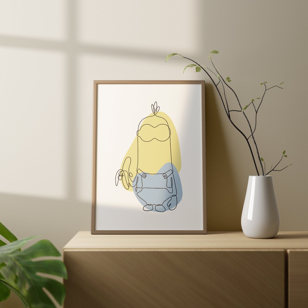 Minions - Kevin | One Line Cartoon Printable Art | Digital Download - Etsy
