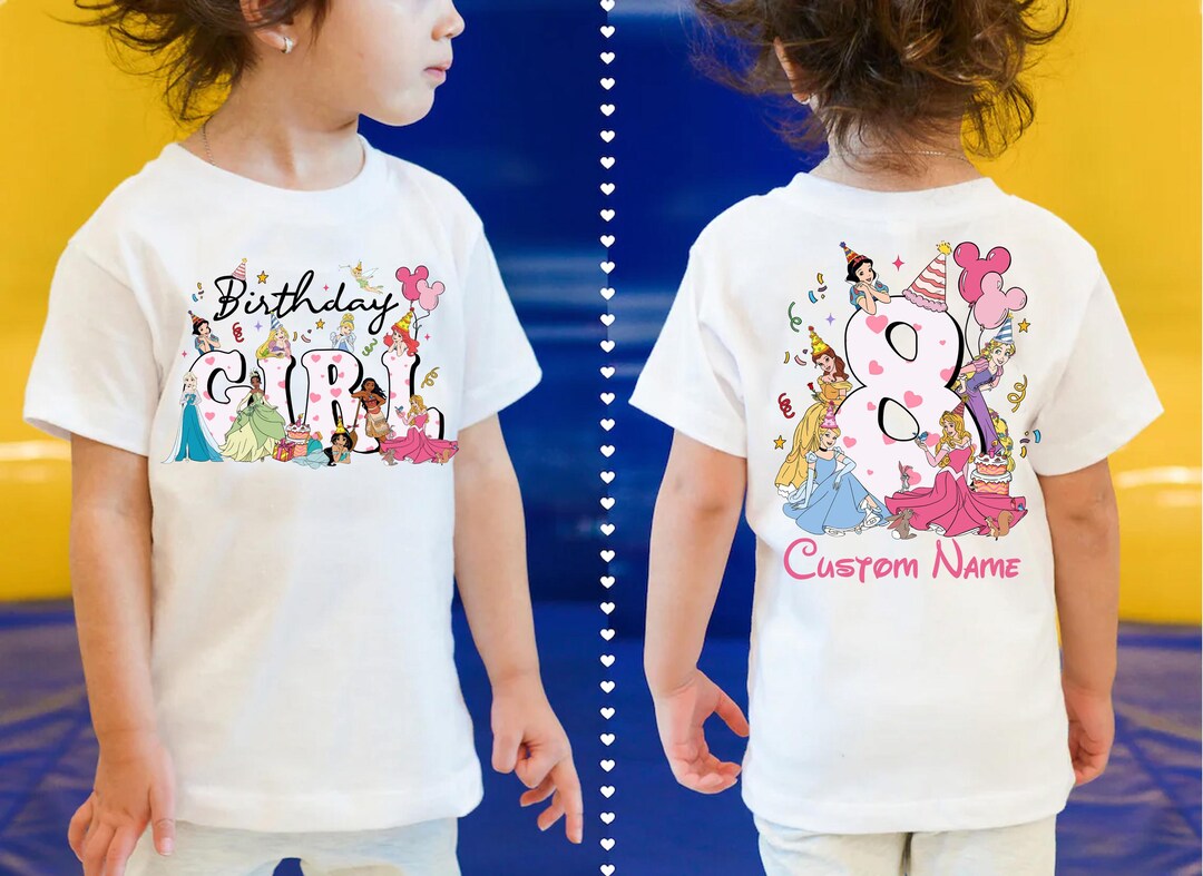 2-sided Personalized Disney Princess Birthday Girl T-shirt, Custom Name Birthday Girl Aurora ...