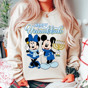 Disney Mickey and Minnie Mouse Happy Hanukkah Tee, Chanukah Menorah ...