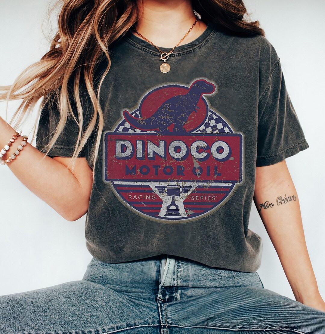 Disney Pixar Cars Dinoco Motor Oil Faded Sign T-shirt, Walt Disneyworld ...