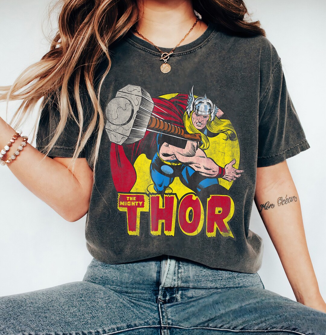 Marvel Mighty Thor Hammer Throw Vintage Graphic T-shirt, Disneyland ...