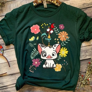 Disney Moana 70s Style Floral Pua and Hei Hei Shirt, Disney Moana Shirt ...
