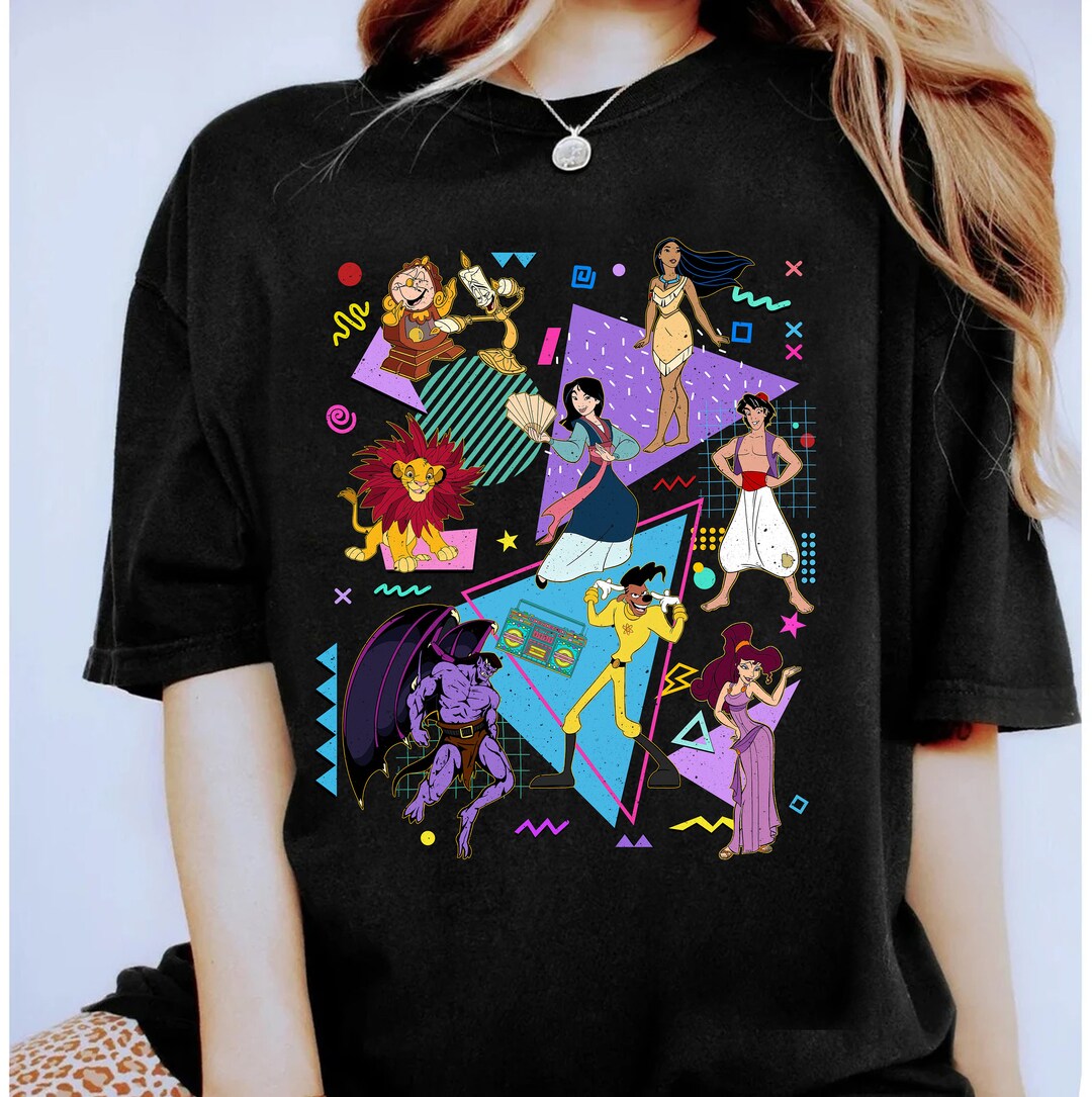 Retro 90s Disney Characters Shirt, Powerline Aladdin Megara Mulan ...