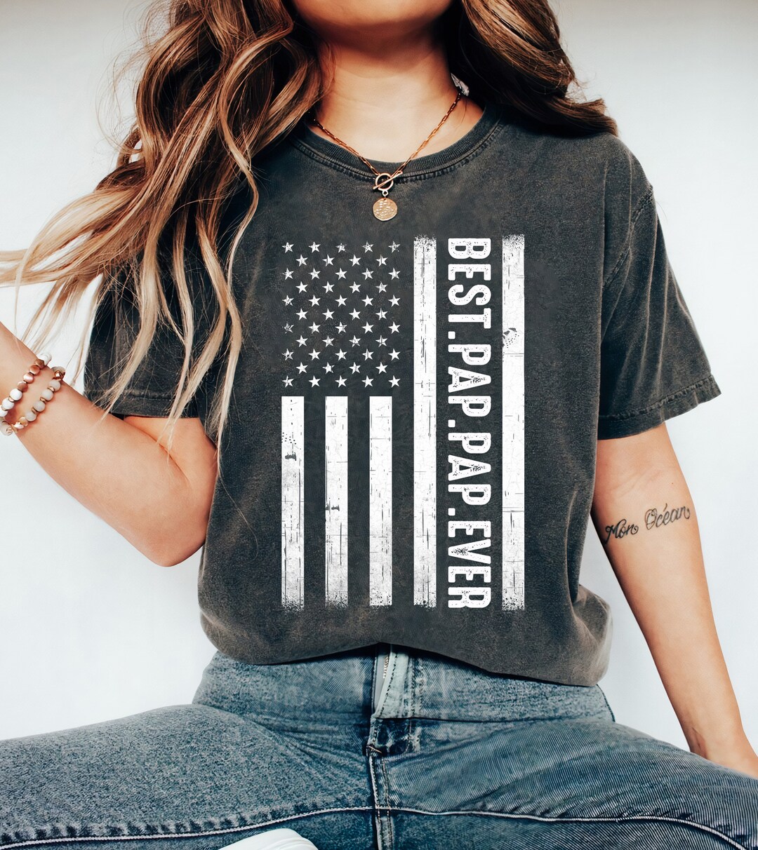 Best Pap Pap Ever Vintage American Flag T-shirt, Shirt for Dad Papa T ...