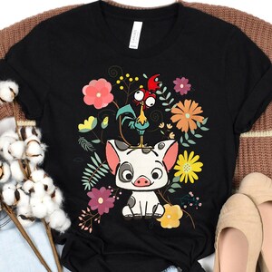 Disney Moana 70s Style Floral Pua and Hei Hei Shirt, Disney Moana Shirt ...