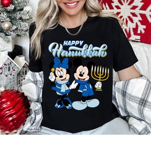 Disney Mickey and Minnie Mouse Happy Hanukkah Tee, Chanukah Menorah ...