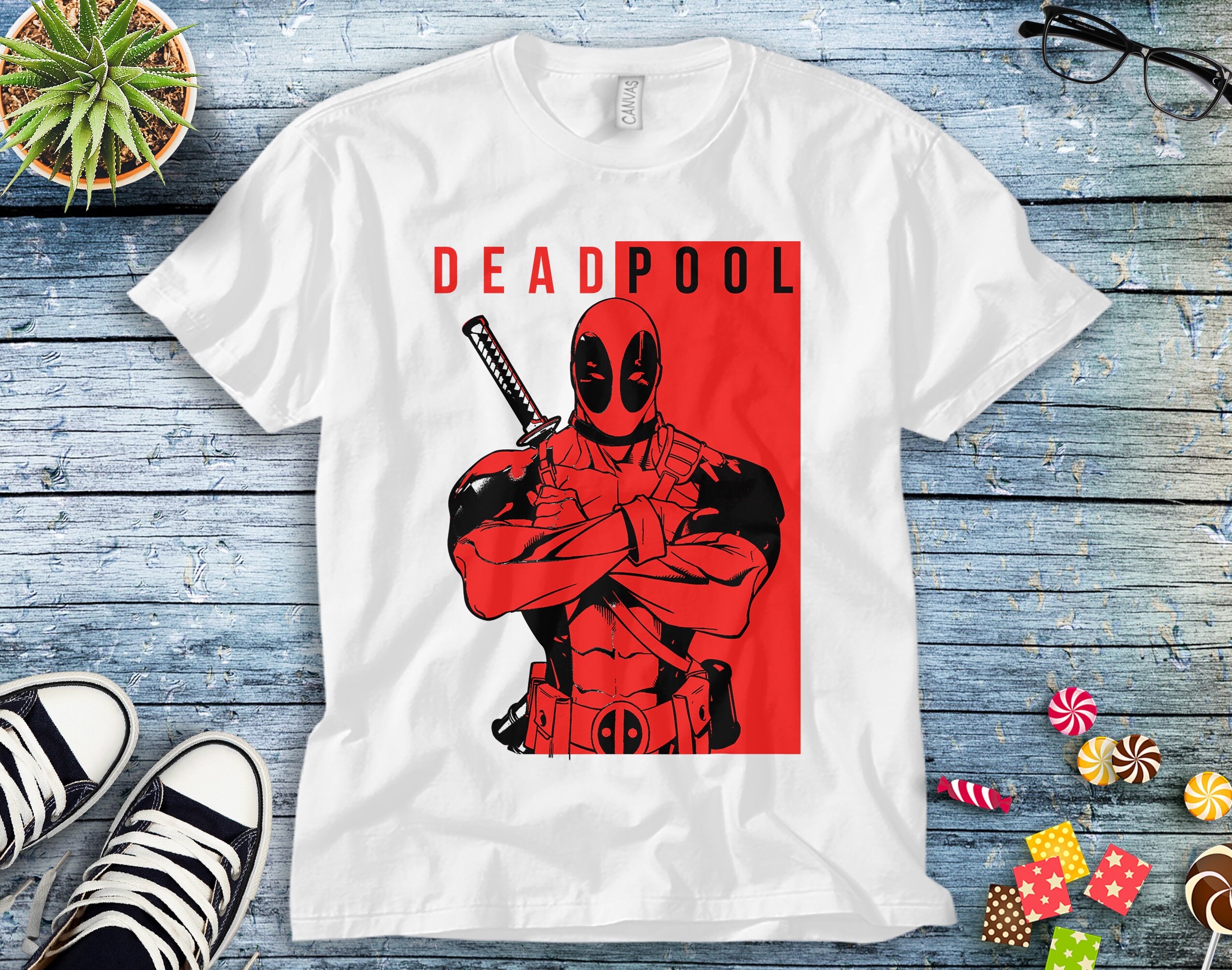 Marvel Deadpool Two-toned Portrait Graphic T-shirt Unisex - Etsy