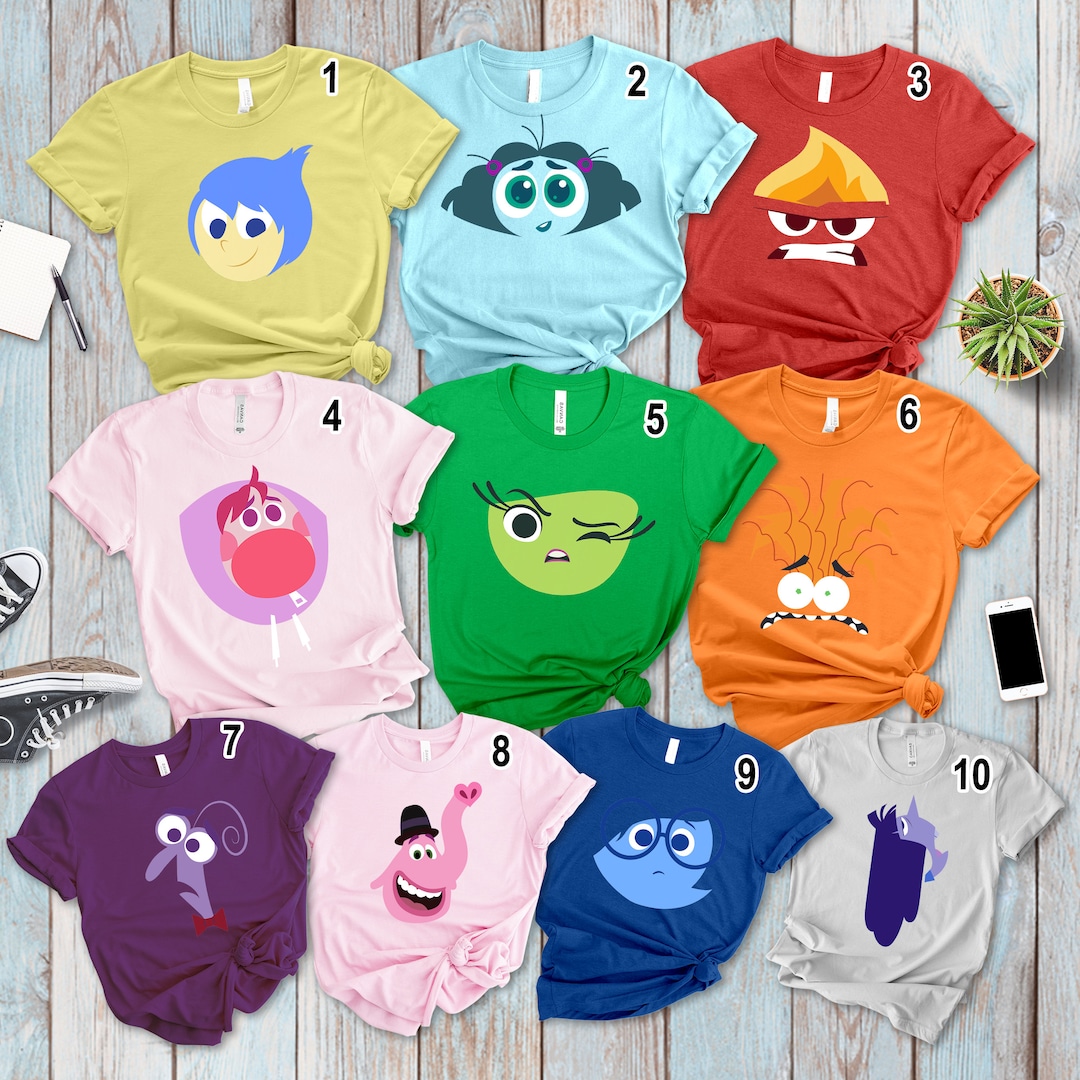 Disney Pixar Inside Out 2 Characters Big Face Halloween Costume Shirt ...