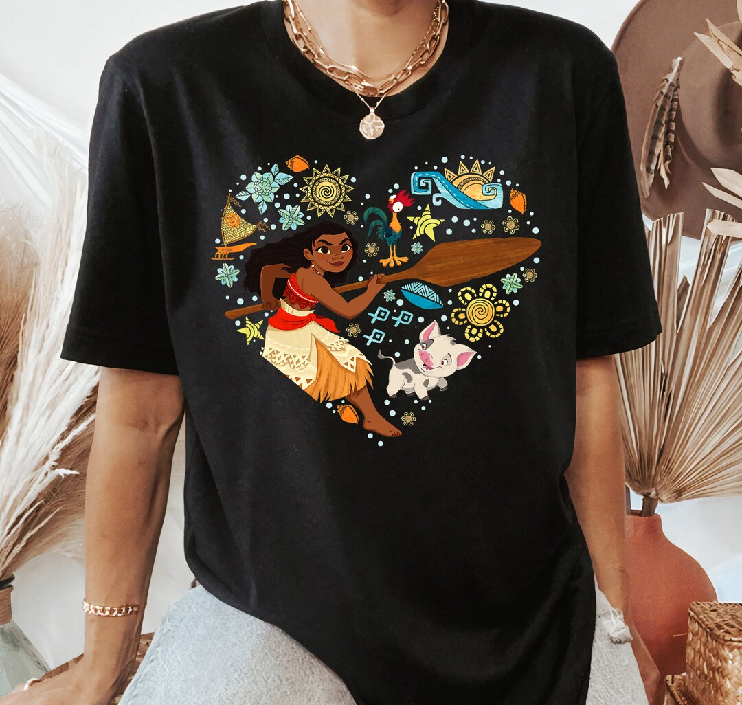 Disney Princess Moana Hei Hei Pua Collage Heart T-shirt - Etsy